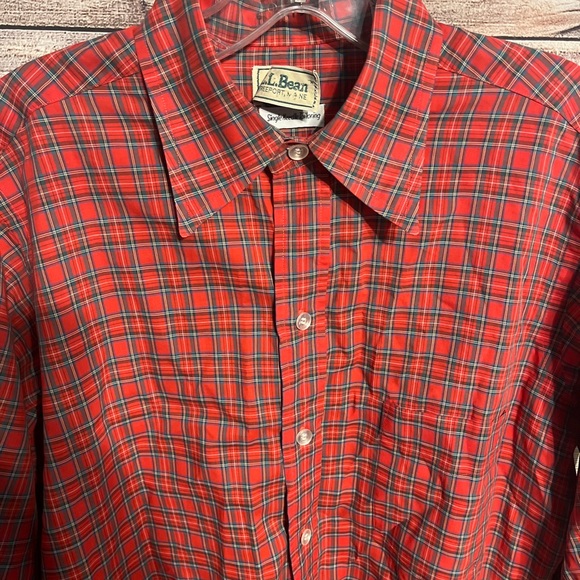 L.L. Bean | Shirts | Ll Bean Made In Usa Single Stitch Red Plaid Shirt Size Large | Poshmark
